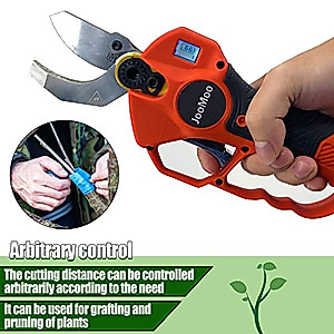 JooMoo Electric Pruning Shears - 25V Battery Electric Pruner with 75-inch extension rod, LCD display with anti-pinch hand function for garden pruning and grafting