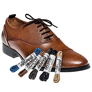 Birch 3/32”(2.4 mm) Thin Premium Round Waxed Dress Shoelaces (32" (81 cm) - L, BROWN)