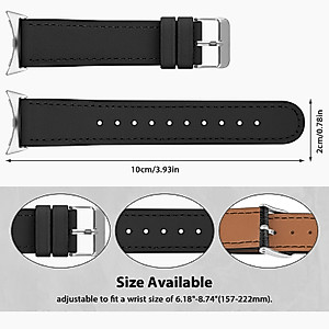Vanjua Leather Band Compatible with Google Pixel Watch Bands for Women Men, Adjustable Wristband Replacement Strap for Google Pixel Watch Band (Black)