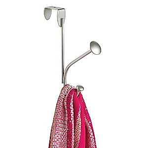 InterDesign Pello Over Door Organizer Hook for Coats, Hats, Robes, Clothes or Towels – Dual Hook, Satin