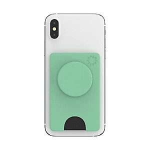 PopSockets PopWallet+ with Swappable PopTop: Phone Grip, Phone Stand, and Wallet for Cards, Removable, Ultra Mint