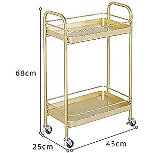 Utility Cart Lab Serving Cart, Medical Cart Iron Rolling Storage Cart, 2-Tier Shelf with Wheels,Beauty Salon Organizer ShelfNarrow Kitchen Trolley Supply Trolleys Rolling Cart