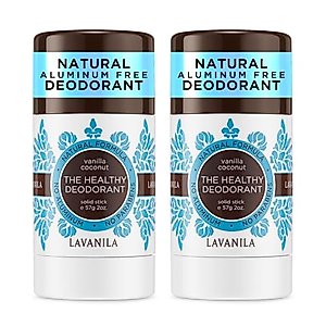 Lavanila Natural Aluminum Free Deodorant 2-Pack, Vanilla Coconut - The Healthy Deodorant for Men and Women, Solid Stick (2 Ounce Each), Vegan