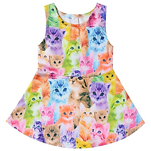 Matching Doll & Girls Dresses Kid Toddler Cat Cloth Fit American Girl Doll