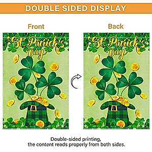 St Patricks Day Garden Flag, St Patricks Day Decorations, 28*40 inch St Patricks Day Flag with a Beautiful Shamrock Clover Pattern, Used to Decorate the Porch Courtyard Inside and Outside the House