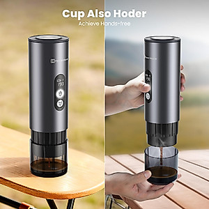 Maestri House 150W Espresso Maker with 2-3 Min Fast Self-Heating, Portable Travel Espresso Coffee Machine with Small Tea Cup Also Holder for NS Capsule & Ground Coffee for Car Camping, RV, Hiking