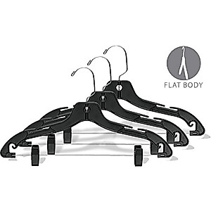 The Great American Hanger Company Matte Black Plastic Combo Hanger w/Adujstable Clips, Box of 100 Space Saving Hangers w/Notches and 360 Degree Nickel Swivel Hook for Shirt Dress or Skirt