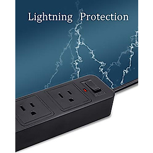 Power Strip 2 Prong, Surge Protector 2 Prong with 3AC Outlets and 4 USB Charging Ports, 6.6ft Long 2 Prong to 3 Prong Extension Cord for Smartphone Home Office Desktop, Black