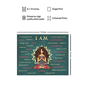 Positive Affirmations Wall Decor - Motivational Wall Art Posters 8x10 - Inspirational Quotes - Encouragement Gifts for Women - Empowered Women - Uplifting Gifts for Women - Encouraging Yoga Wall Art