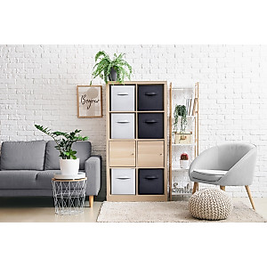 Sorbus Foldable Storage Cubes - 6 Pack, 11 Inch, Black and White, Fabric, Foldable, Storage and Organization, Versatile Use, Collapsible Storage, Lightweight and Durable