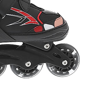 Children Triple Protection Roller Skates, Adjustable Inline Breathable Mesh Roller Skates Indoor Outdoor Kids Toy with Self‑Generating Light Wheel Girls Boys(Red S)