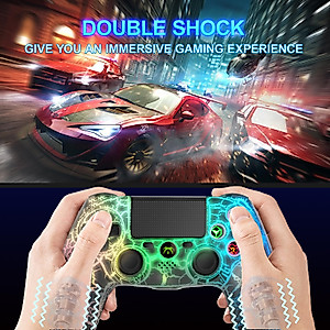 Wireless Controller for PS4, Wireless Remote Gamepad with Unique Cracked Design/Dual Vibration/6-Axis Motion Sensor/Audio Function, Game Controller Widely Compatible with PS4/PC/iOS(Black)