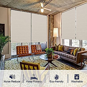 Sunbox Cordless Roman Shades for Windows, Fabric and Texture Roman Shade,Window Treatments,for Home,Bedroom,French Door,Linen