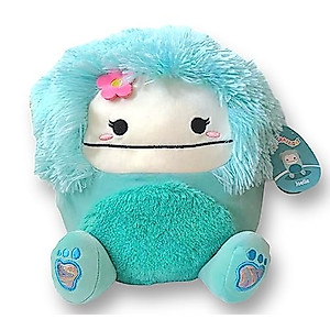 Squishmallows Official Kellytoy 11 Inch Teal Turquoise Bigfoot with Pink Flower in Hair Stuffed Animal Plush Toy - Fantasy Squad (Joelle Bigfoot 11 Inch, Teal Turquoise with Pink Flower in Hair)