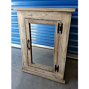 Mission Recessed Medicine Cabinet/White Washed/Solid Wood & Handmade