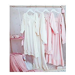 PUFSUNJJ Girls Princess Nightgown,Winter Long Sleeve Flannel Nightdress Pajamas Dress Kids 3-12 Years Lightpink