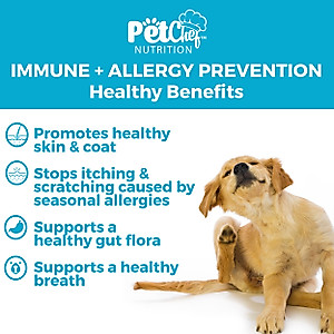 Pet Chef Respiratory Immune + Dog Allergy Remedy. Dog Itch Relief-Dog Allergy Relief-Anti Itching for Dogs-Dog Hot Spots-Eliminates Dog Skin Rashes - Prevents Dog Immune Health Crisis from other dogs.