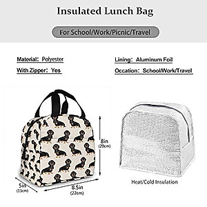 Doxie Dachshund Weiner Dog Lunch Bag For Women Insulated Lunch Box Reusable Cooler Tote Bag For Work Picnic Travel