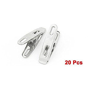 Metal Clothespins Hanging Clothes Flat Clips Pins 20 Pcs Silver Tone