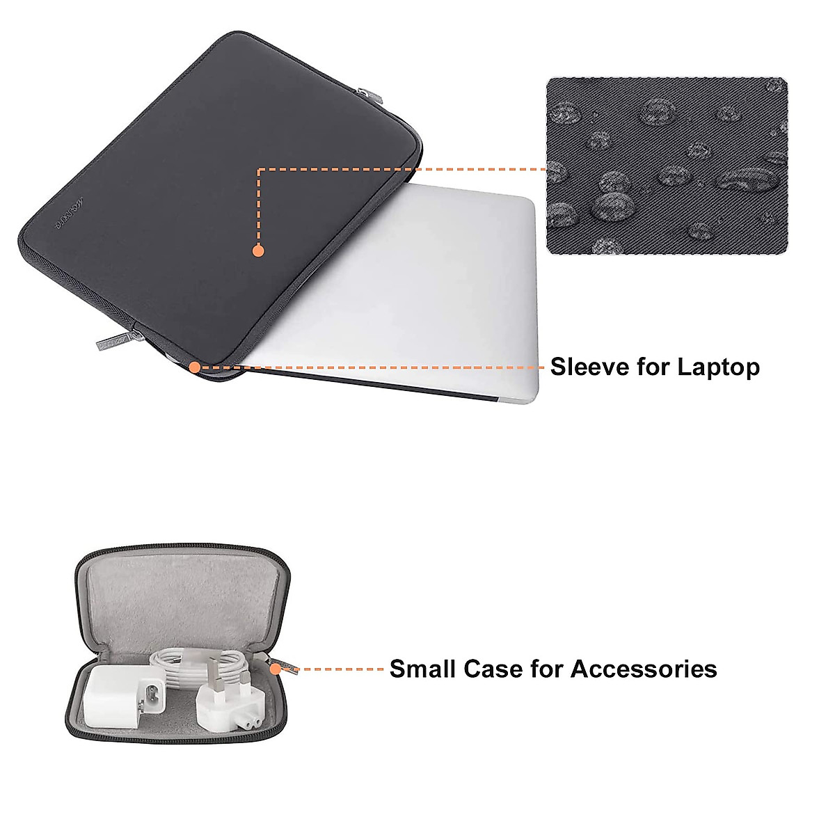 MOSISO Laptop Case 15 inch, 15 inch Laptop Sleeve Bag Compatible with MacBook Air 15 inch M3 M2 2025-2023, Surface Laptop 15, Dell XPS 15, Neoprene Computer Sleeve Bag with Small Case, Space Gray