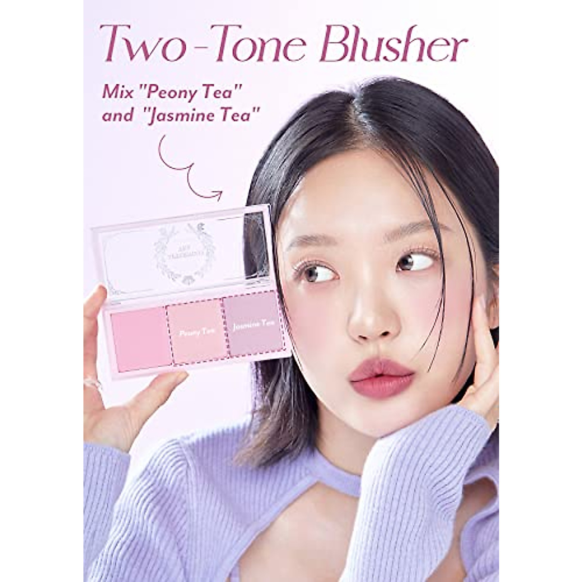 I'm Meme Palette - Afternoon Tea Blusher | Blossom Tea Blended, Cool Tone Blush for Cheek, Soft Pink, Peach, Lavender, 3 Shades Palette, Matte Powder Blush for Face & Cheeks, For All Skin Tones, 0.4oz