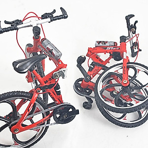 Ailejia Finger Racing Bicycle Mountain Bike Cake Topper Mini Dirt Bike Bicycle Model Cool Boy Toy (Red)