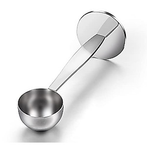 WILLIZTER Two-in-One Stainless Steel Coffee Scoop Tamping Dual-Purpose Coffee Spoon Powder Hammer Tamper Multi Function Spoon Holder Coffee Tools for Measuring and Tamping