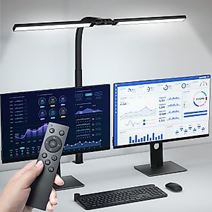 KPBOTL 24W Double Head Architect Desk Lamp for Home Office, Ultra Wide 30.9'' Eye-Caring Auto Dimming Desk Light with Adapter, Super Bright Table Lamp with Flexible Gooseneck,5 Colors,10 Brightness