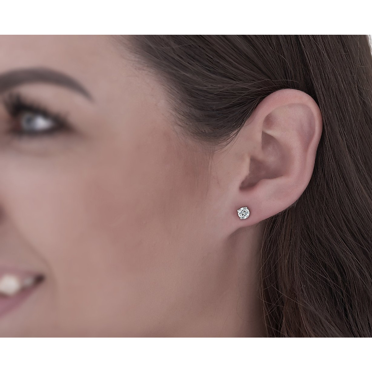 Pompeii3 14k White or Yellow Gold 3/4 Ct T.W. Round-Cut Natural Diamond Studs & Matching Solitaire Pendant Women's Necklace 18" 14k Gold Chain