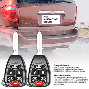 Car Keyless Entry Remote Keys Replacement fit for Chrysler Town and Country Dodge Caravan/Grand Caravan 2004 2005 2006 2007 (P/N: M3N5WY72XX) Set of 2