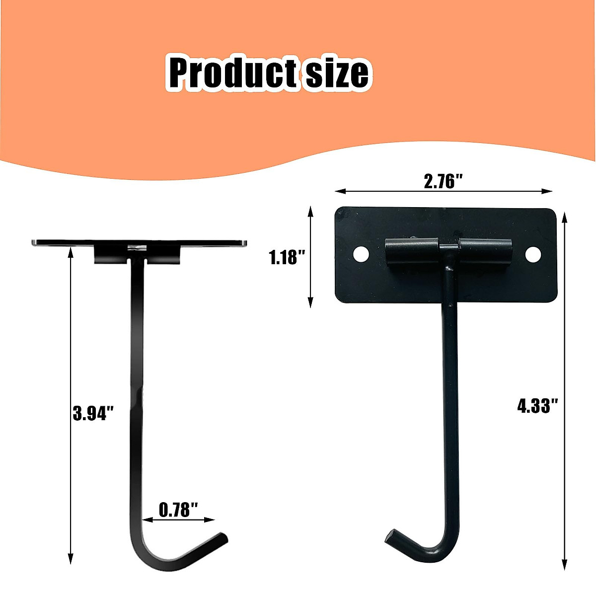 2 Pcs Under Cabinet Banana Hooks Folding Metal Banana Stand Banana Holder Self Adhesive Banana Hook Under Cabinet Hook for Bananas Or Other Kitchen Items Keep Bananas Fresh (Black)