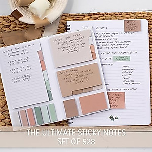 Aesthetic Pastel Sticky Notes Set of 528 with Tabs - Incl. Sturdy Cover to Keep Your Notes Safe - Cute School Accessories, College, Students, Teachers or Office Desk Supplies for Women