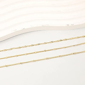 CAROVO Gold Bracelets for Women, 14k Gold Plated Bracelet for Women Bracelets Sets Dainty Shininy Square Dot Herringbone Paperclip Satellite Box Link Chain Anklet Bracelet Jewelry for Gifts.