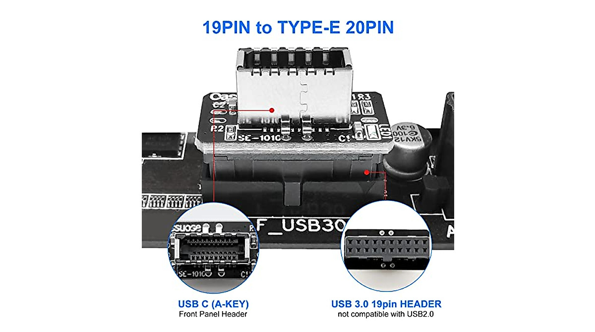 Oassuose USB 3.1 Front Panel Adapter for USB-C Port Upgrade