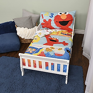 Expressions 3 Piece Toddler Bedding Set Sesame Street Standard Crib Bedding Set, Includes Soft Microfiber Reversible Comforter, Fitted Sheet, Pillowcase for Kids