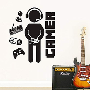 Game Wall Decals Stickers Creative Gaming Quote Poster for Boys Gift,Vinyl Peel and Stick Gamer Decor for Gamer Men's Living Room Play Room Bedroom Home Decoration (Gamer Decal)