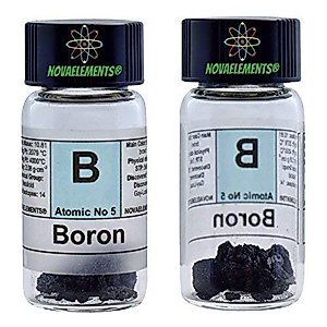Semimetal Boron 0.5g 99.9% Crystals in Labeled Glass Vial, Element 5 of The Periodic Table