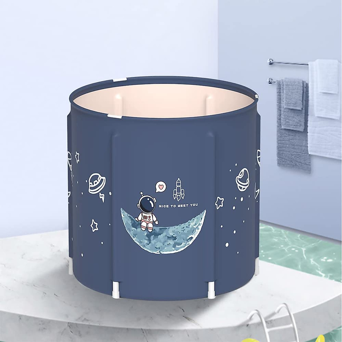 Genrenyen Portable Bathtub for Adults Foldable PVC SPA Soaking Standing Bath Tub for Shower Stall, Freestanding Non-Inflatable Hot Ice Bath Tub with Thickened Thermal Foam to Keep Temperature
