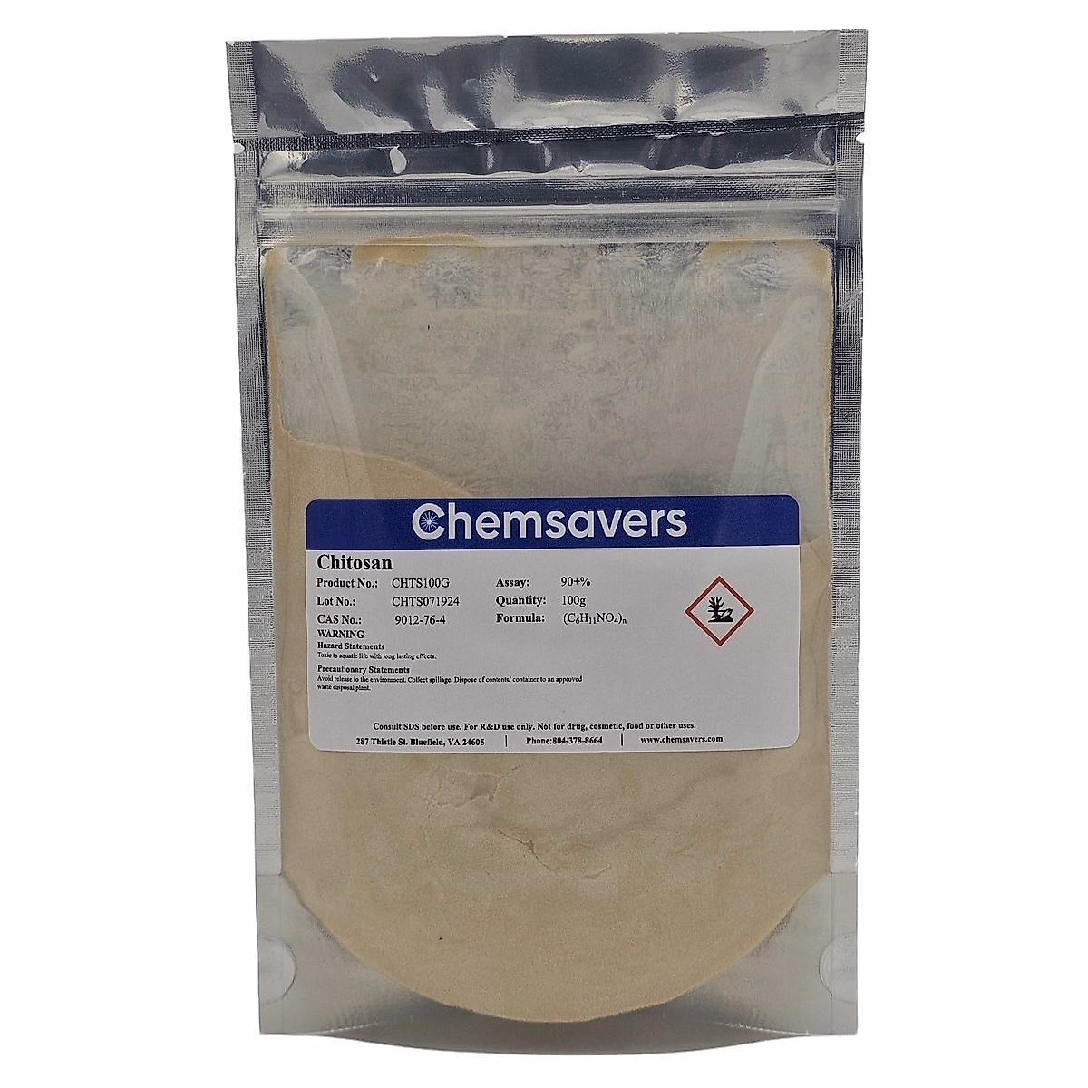 Chitosan Powder, 90+% (Deacteylated), 100g
