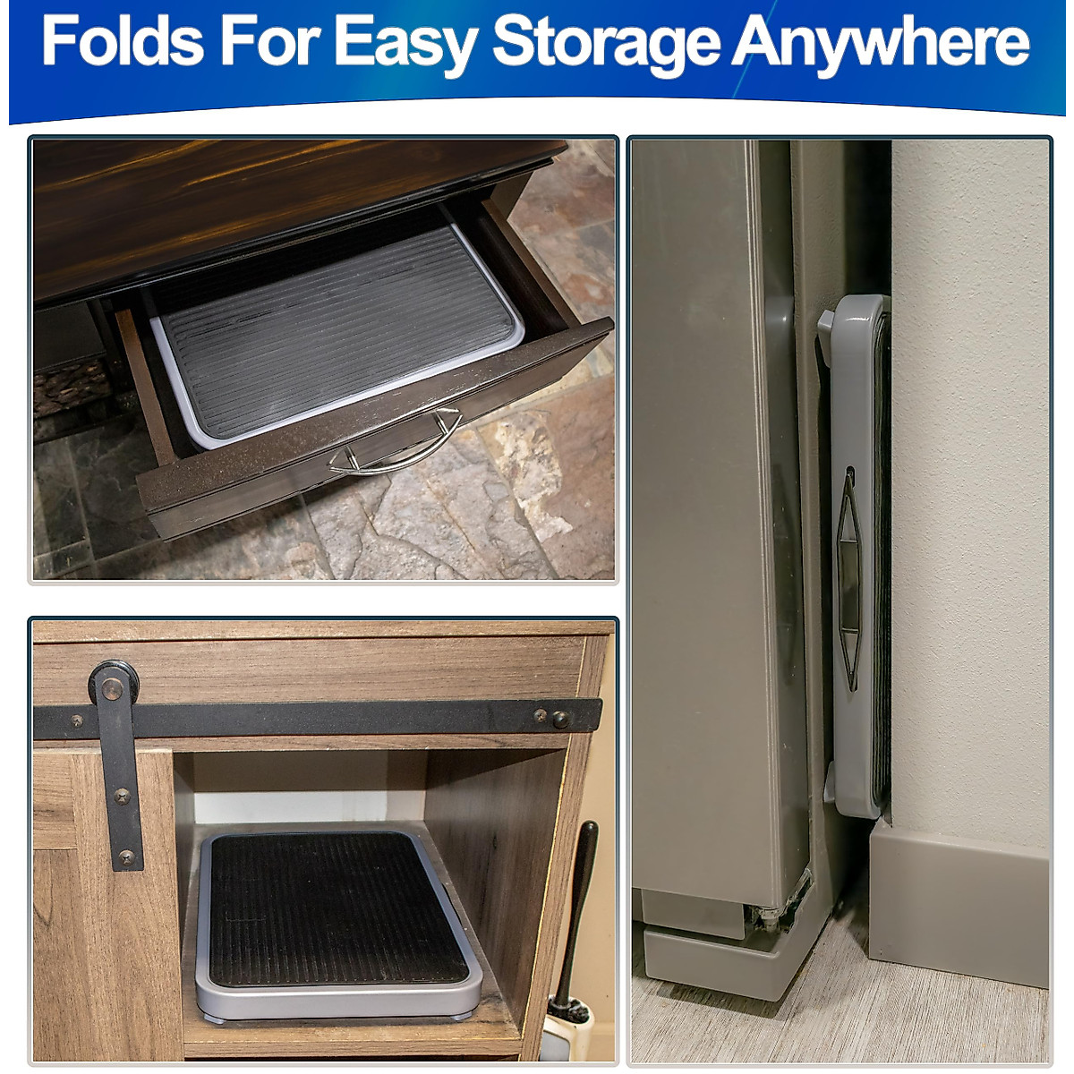 Metal Step Stool - Portable Folding Foot Stool - Non-Slip, Compact, 330lbs Capacity, Heavy Duty One Step Ladder for Kitchen (Black)