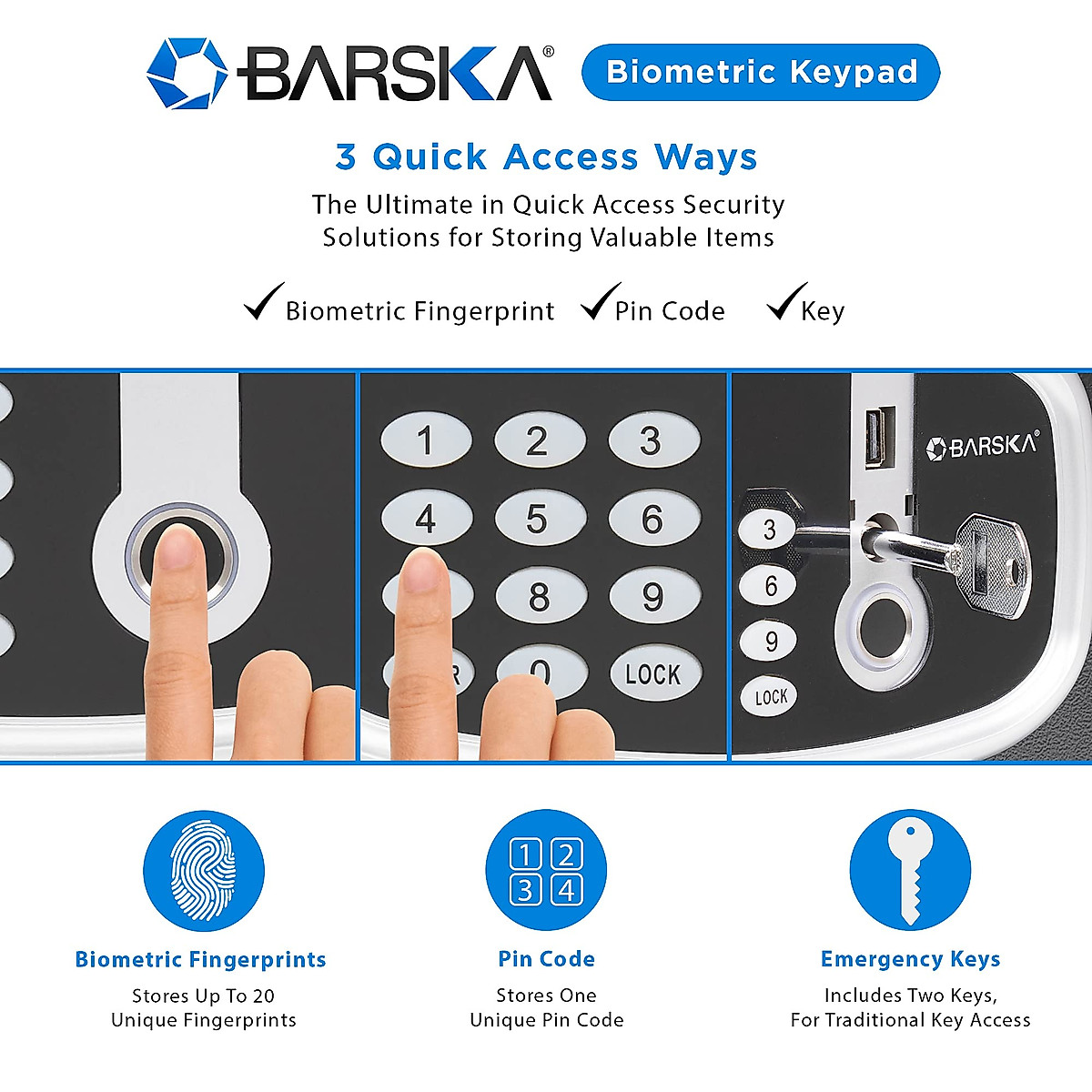 BARSKA AX13632 Digital Keypad Biometric Fingerprint Security Safe 0.85 Cubic Ft