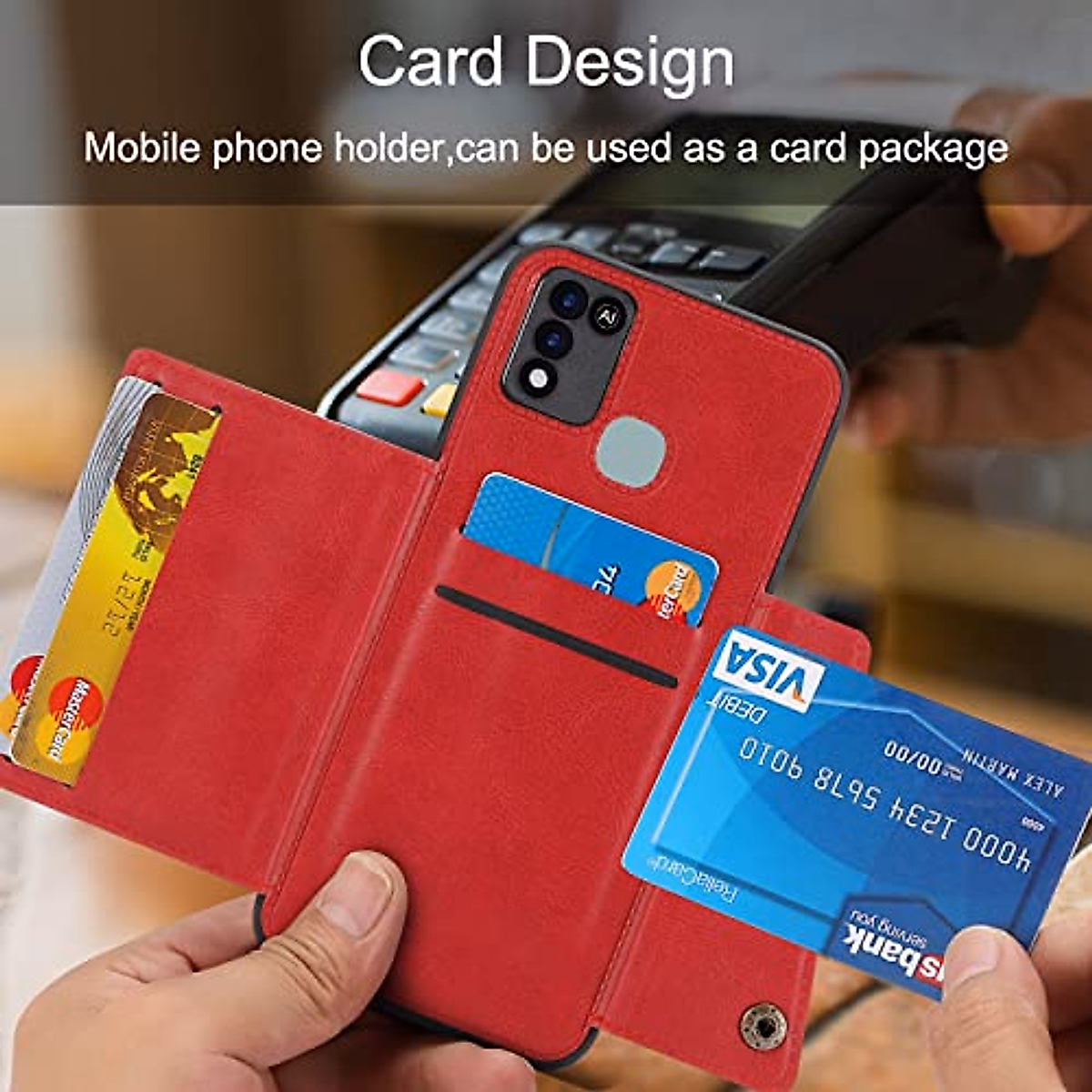 Protective Phone Cover Case Wallet Case for Infinix Smart 5, Leather Case with Card Holder, Double Magnetic Clasp and Durable Shockproof Cover for Infinix Smart 5 Case,Magnetic Phone Case for Car