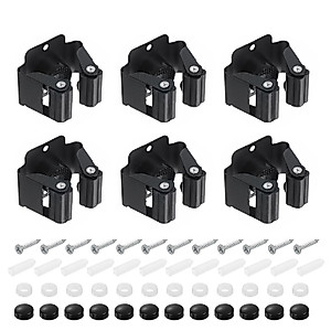 uxcell 12pcs Mop Broom Holder Wall Mount, 304 Stainless Steel Mop and Broom Holder, Wall Mounted Broom Hanger for Bathroom, Kitchen, Office, Black