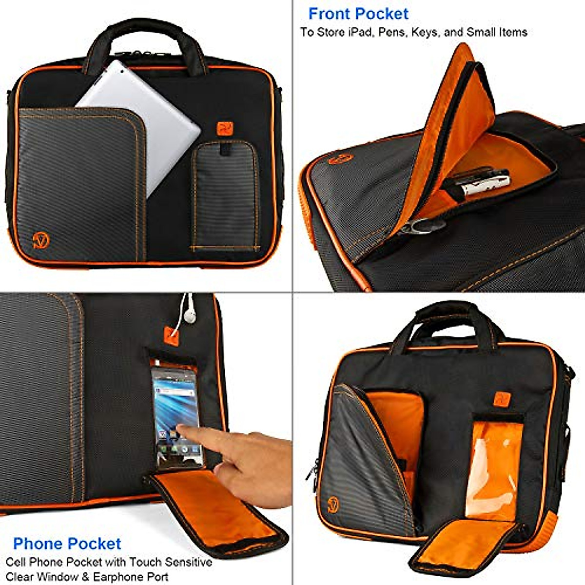 Laptop Tablet Shoulder Bag Sleeve Travel Briefcase 12 Inch for Samsung Galaxy Tab S9+/S8+/S7+/S7 FE, HP Envy x2 LTE, Surface Go 4, iPad Pro 11/Air 10.9