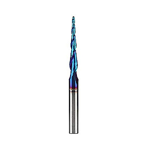 Jiiolioa ZQ21A3 CNC Router Bits 2D&3D Carving 3.6 Deg Tapered Angle 2 Flute Ball Nose 1/4" Shank 1/16"X1 1/2"X1/4"X3"