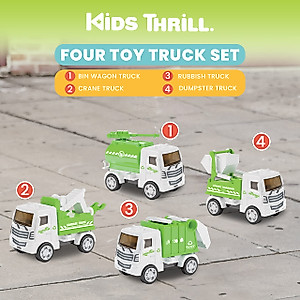 KIDSTHRILL Small Toy Garbage Truck Toys for Boys & Girls Aged 3-12 – 4pcs Set with Different Models, Garbage Truck Trash Truck & Dump Truck