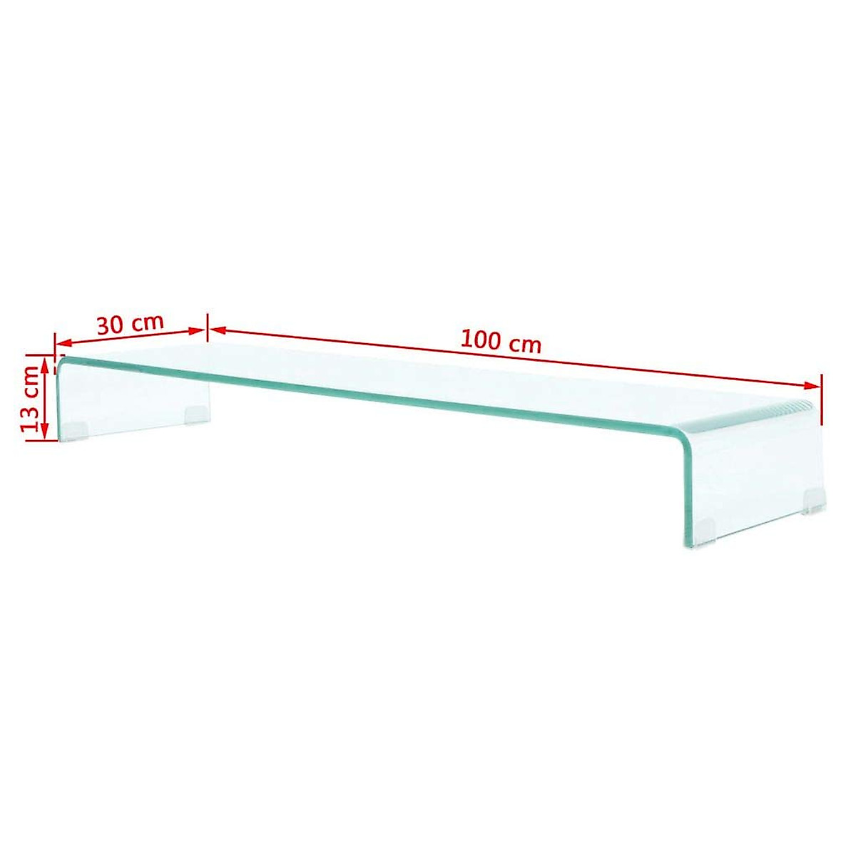 Festnight Clear Tempered Glass Corner TV Stand Computer Monitor Riser for Living Room Home Office Furniture (39.4" x 11.8" x 5.1")