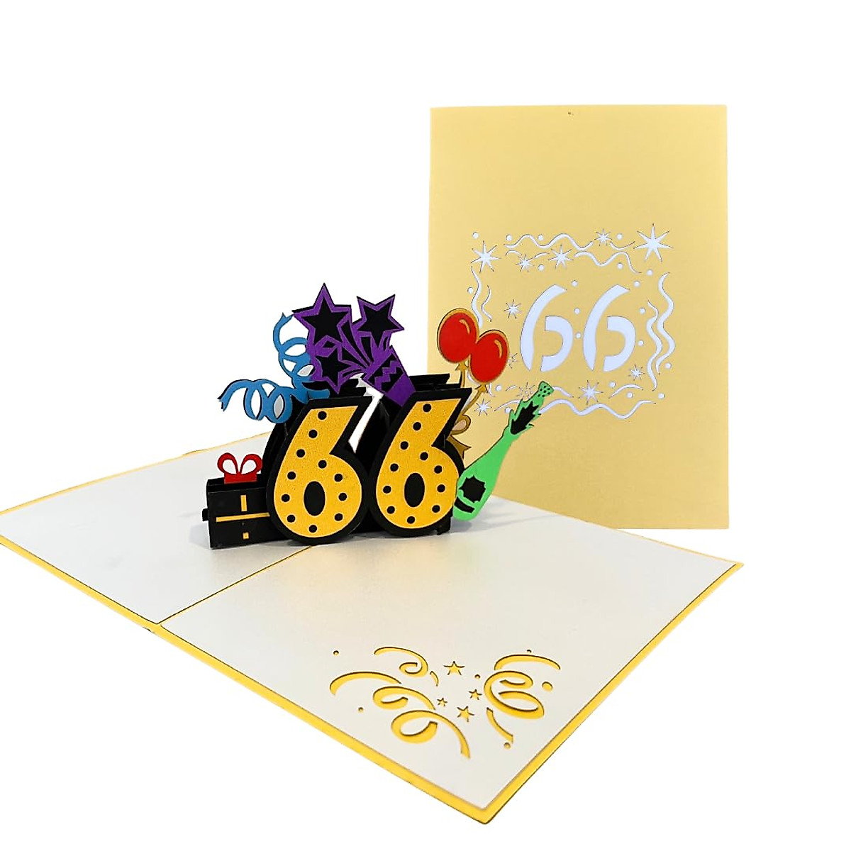 ALPHAK Happy 66th Birthday 3D Pop Up Card, Birthday 3D Greeting Card, 66th Birthday Gifts