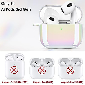 VISOOM for Apple Airpods 3 Cases - Hard AirPods 3rd Generation Case Cover Women, Lasher PC Protective Airpods Case 3rd Gen with Keychain for iPods 3rd Wireless Charging Case, Colorful iPods 3 Cover