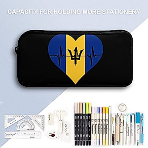 Love Barbados Heartbeat Pencil Case Stationery Pen Pouch Portable Makeup Storage Bag Organizer Gift